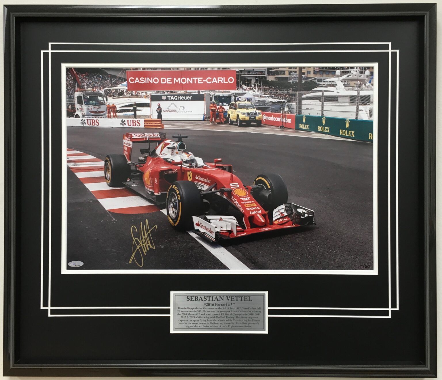 Sebastian Vettel 2016 Monaco GP - Autographed Collectables