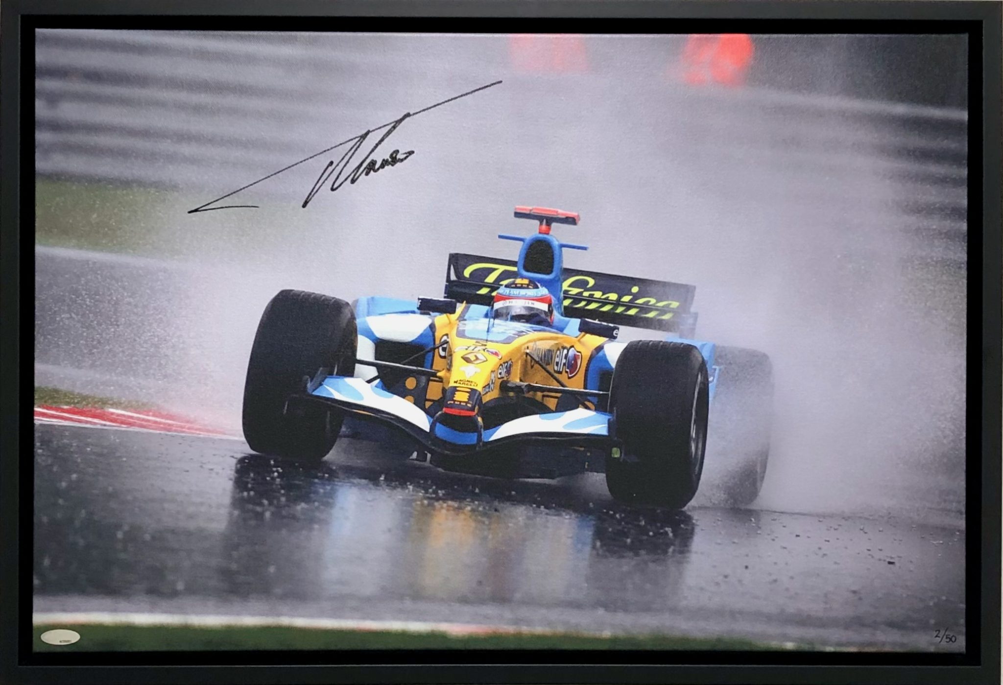 Fernando Alonso 2005 SPA Slippery When Wet Canvas - Autographed ...