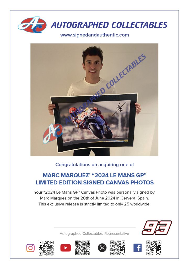 Marc Marquez 2024 Le Mans GP on Canvas - Autographed Collectables