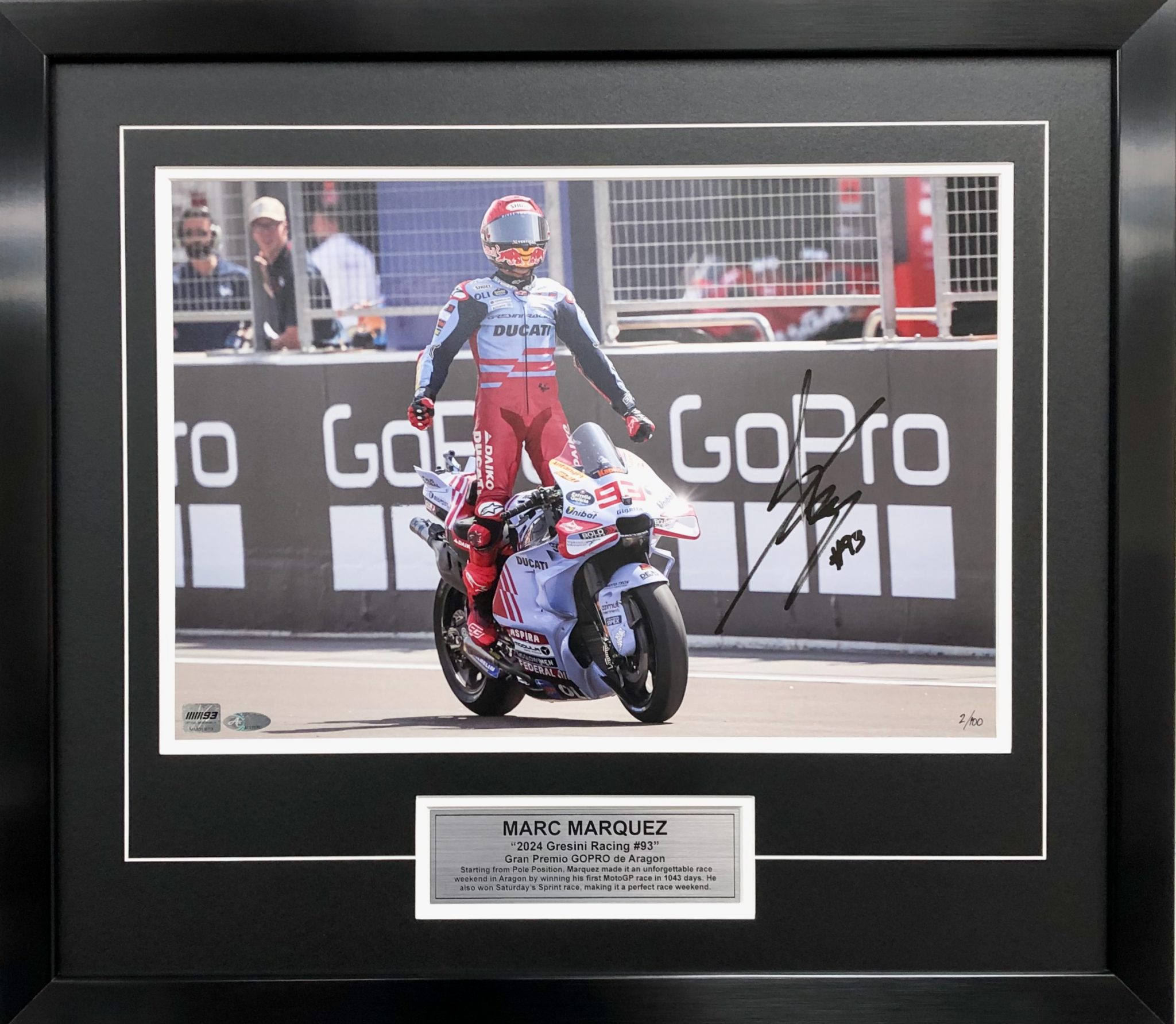 Marc Marquez 2024 Aragon Victory Photo - Autographed Collectables
