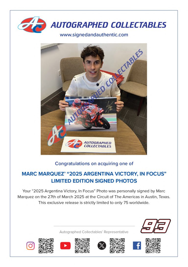 Marc Marquez 2025 Argentina Victory In Focus - Autographed Collectables